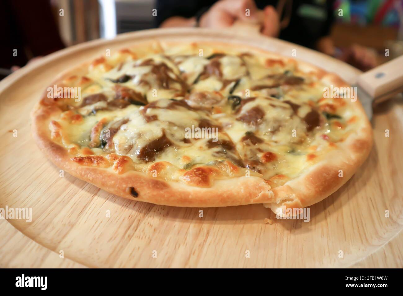pizza ,cheese pizza or beef pizza for serve Stock Photo - Alamy