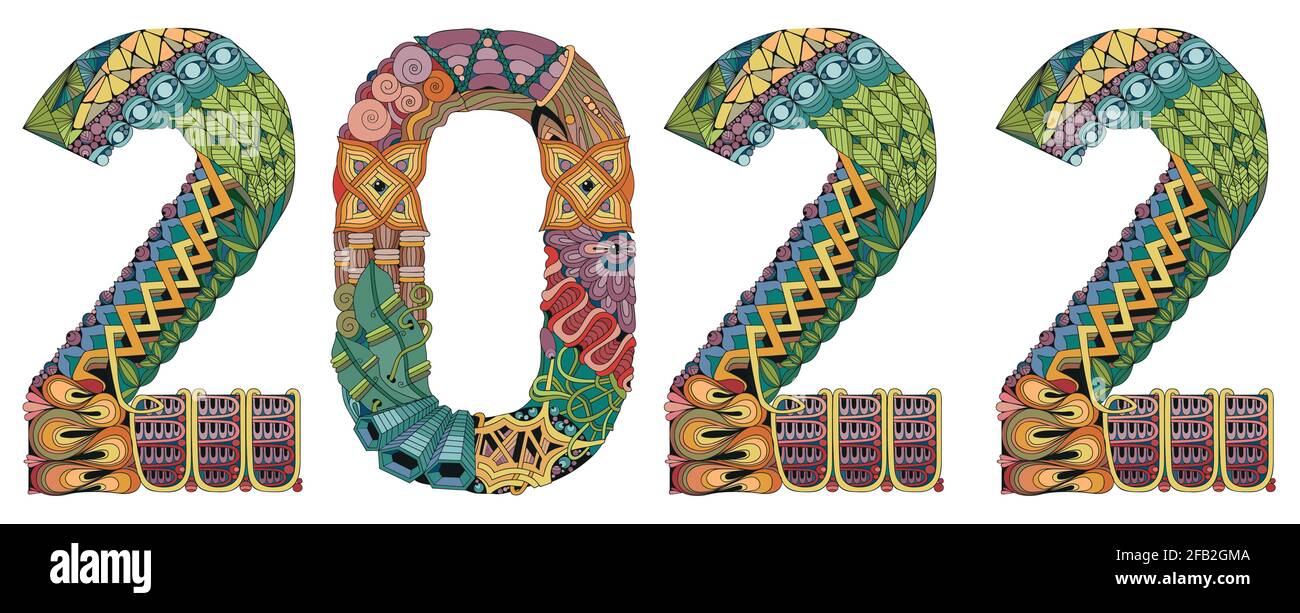 Hand-painted art design. Color hand drawn illustration. Number two ...