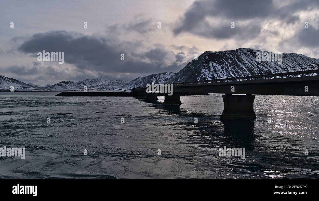 View of road bridge of Snæfellsnesvegur (route 54) crossing ...
