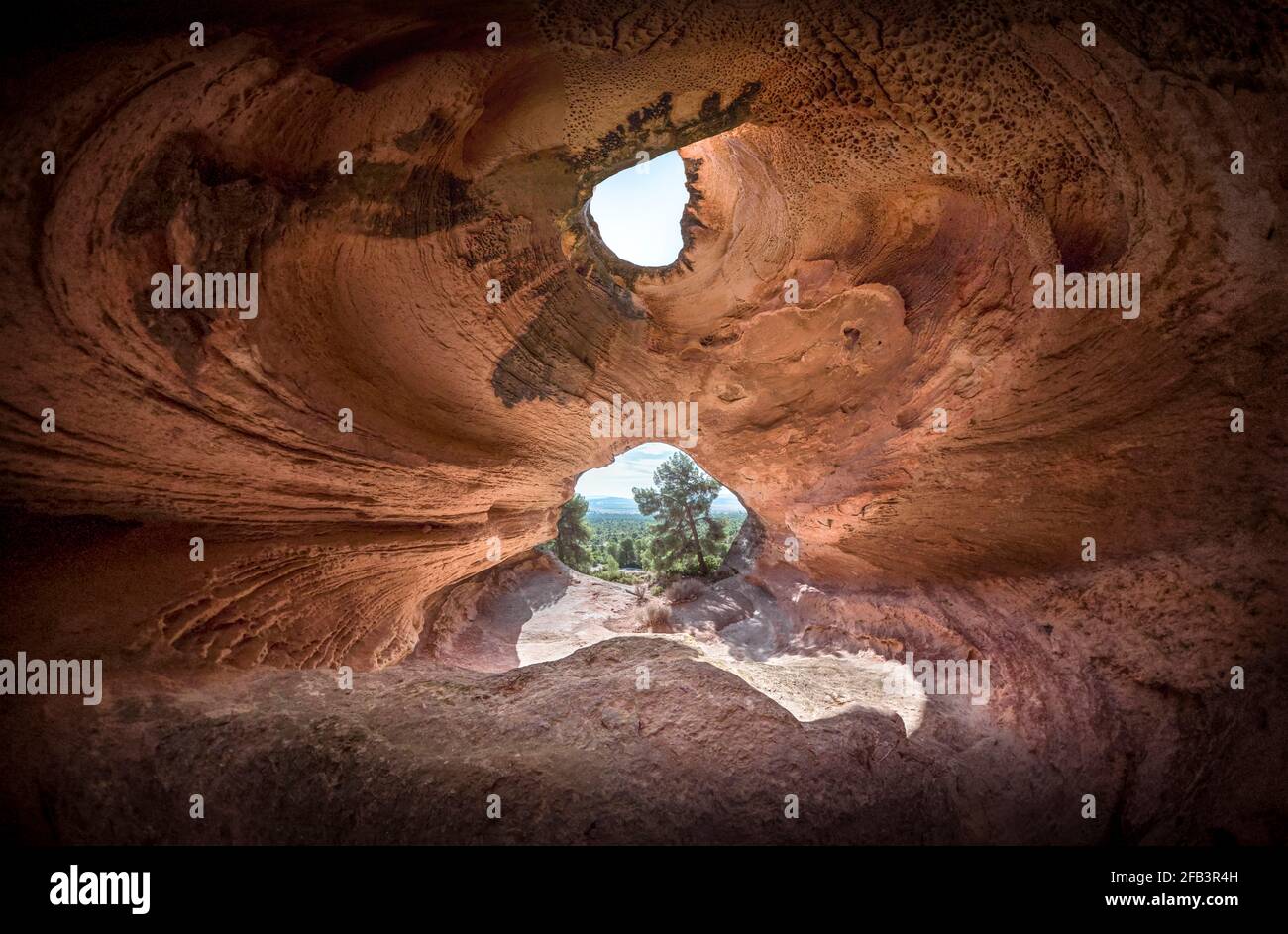 The moon illuminates the interior of the cave Neolithic cave in Spain ...