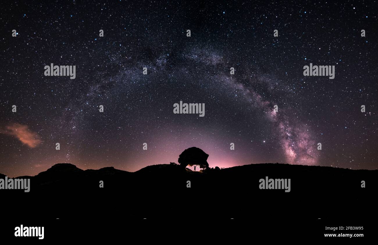 Neolithic stone arch, observing the stars and the Milky Way Stock Photo ...