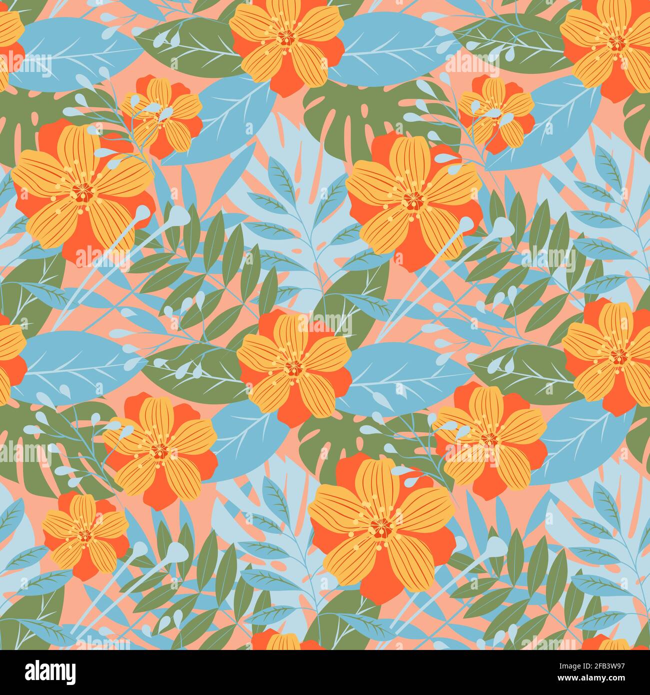 Seamless pattern from palm Stock Vector Images - Alamy