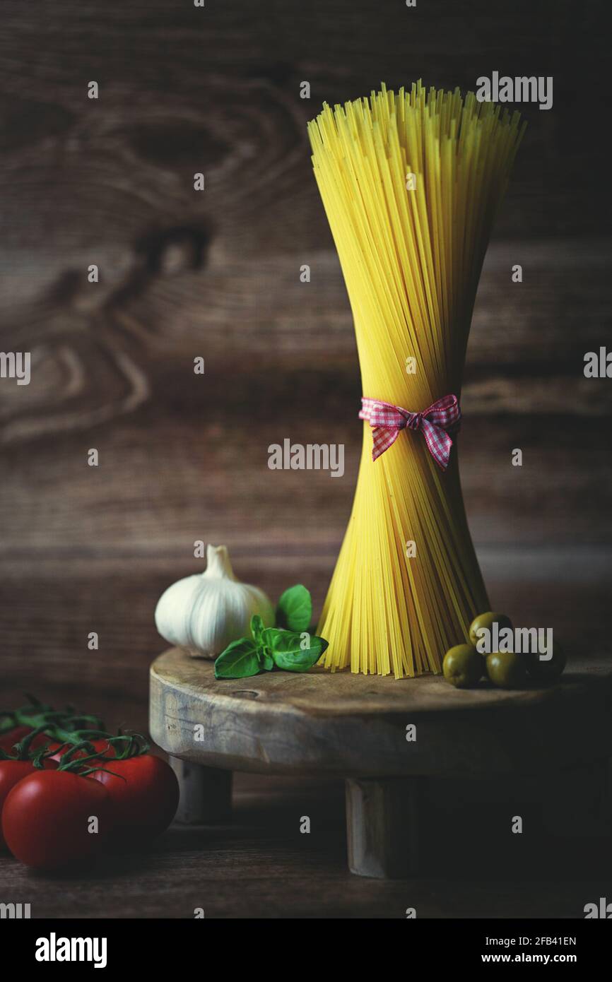 Food photography negative space Pasta recipe ingredients tomatoes ...