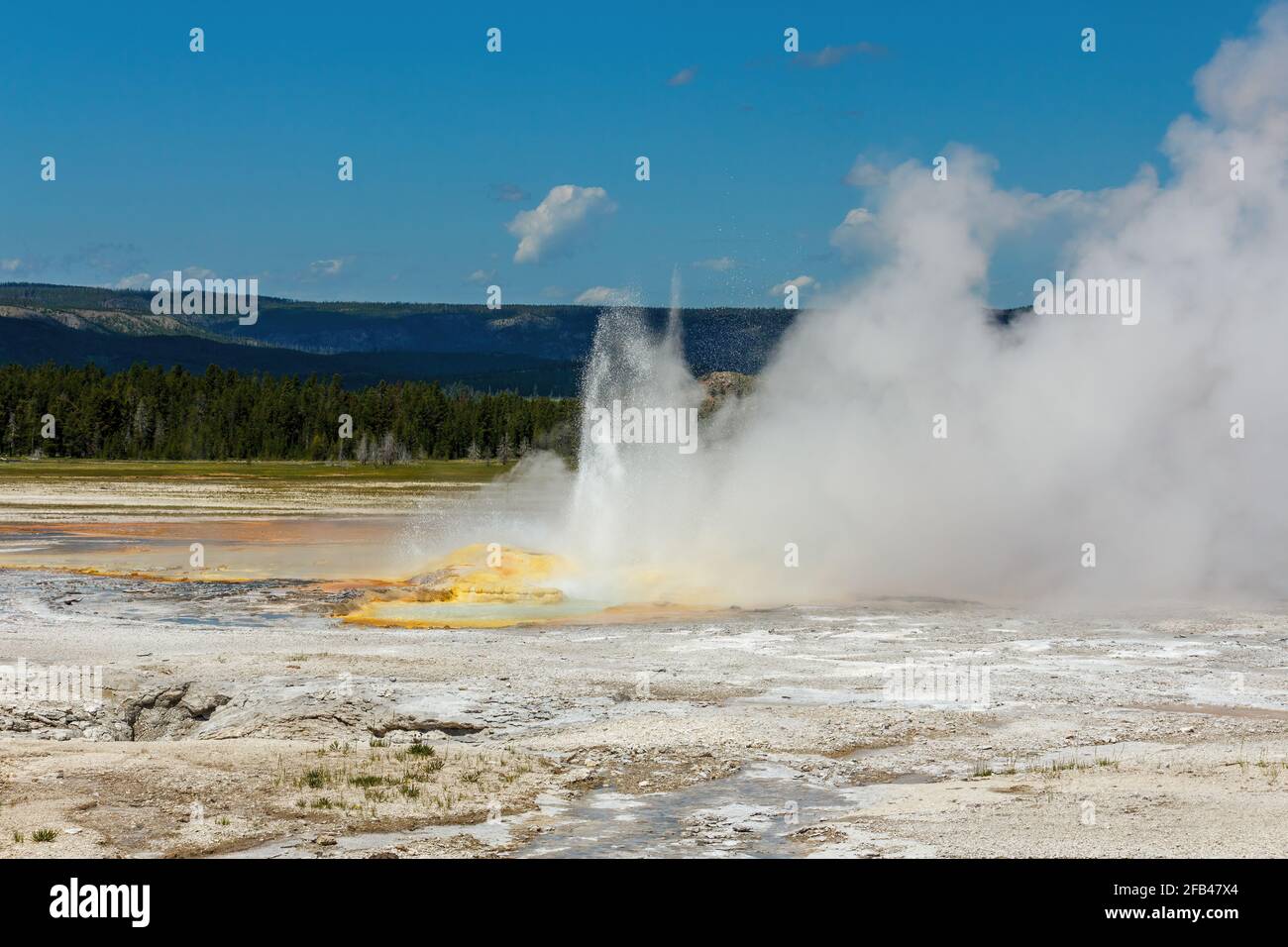 Yellowstone National Park, Montana, USA - July 15 2018: Old Faithful ...