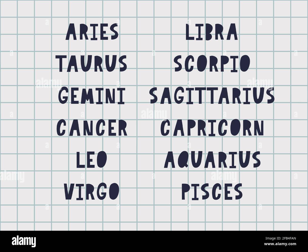 Zodiac lettering Vector Sign. Cartoon astrology text illustration ...