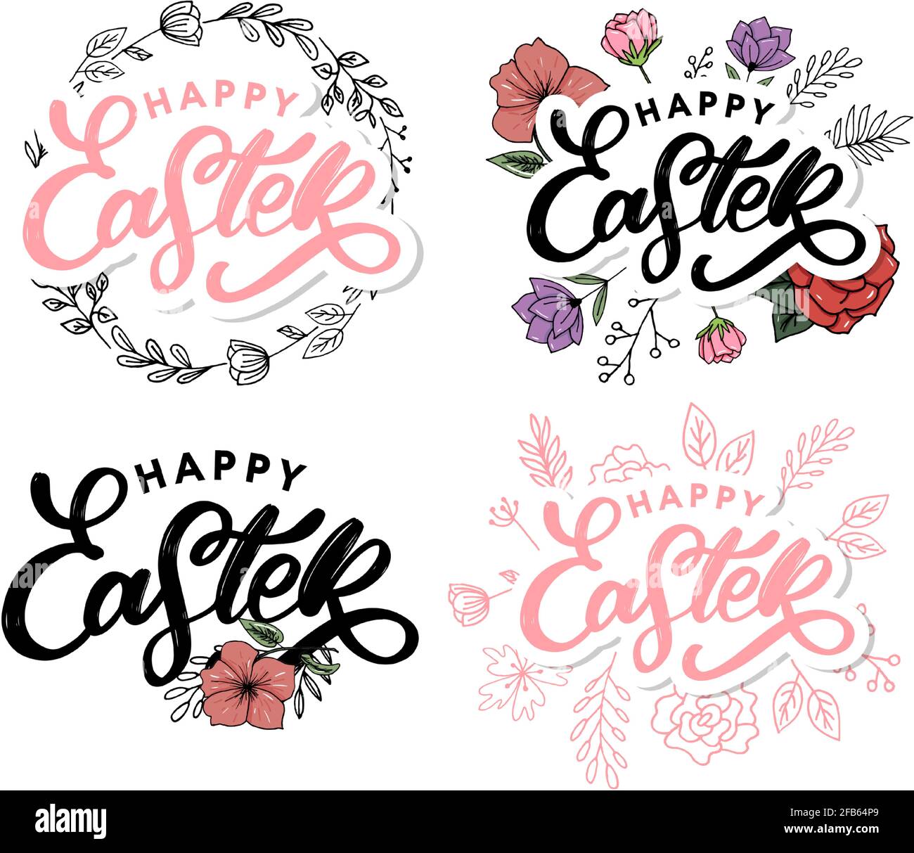 Happy Easter lettering card. Hand drawn lettering poster for Easter ...