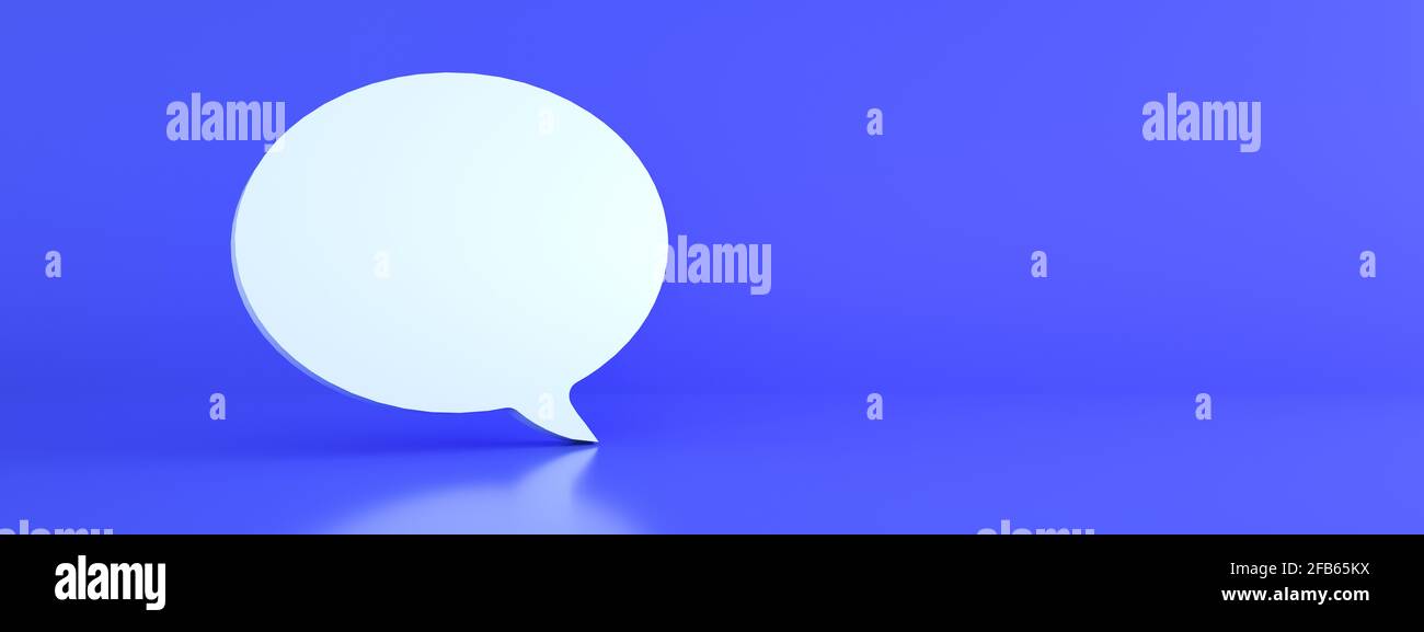 Speech bubble over blue background, 3D render, panoramic image Stock ...