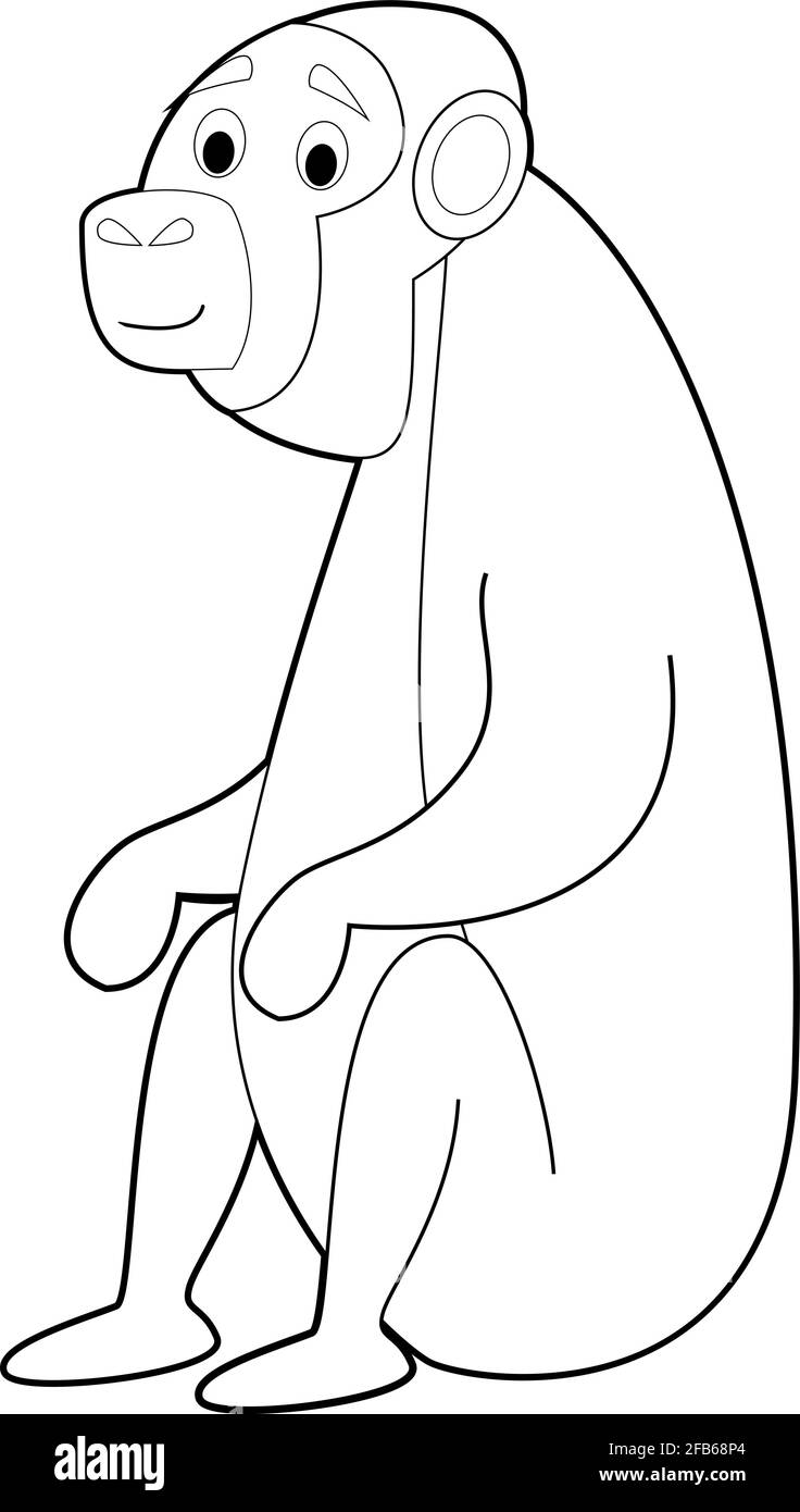Easy Coloring drawings of animals for little kids: Chimpanzee Stock ...