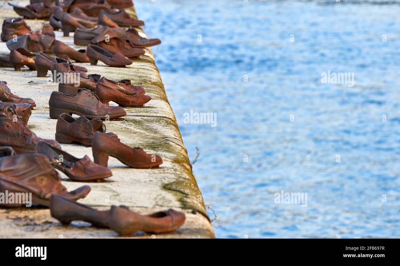 The Shoes on the Danube Bank memorial, Budapest Stock Photo - Alamy