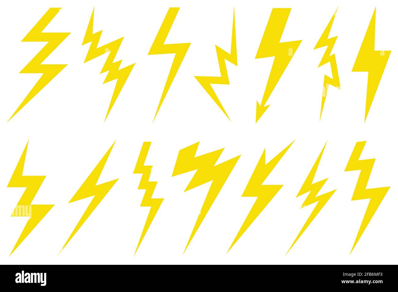 Set of different lightning bolts isolated on white Stock Photo - Alamy