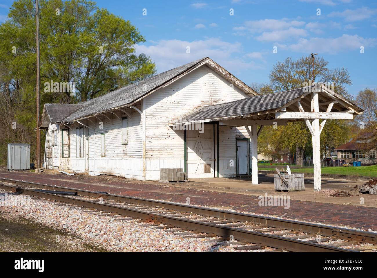 Old train station in small Midwest town Stock Photo - Alamy