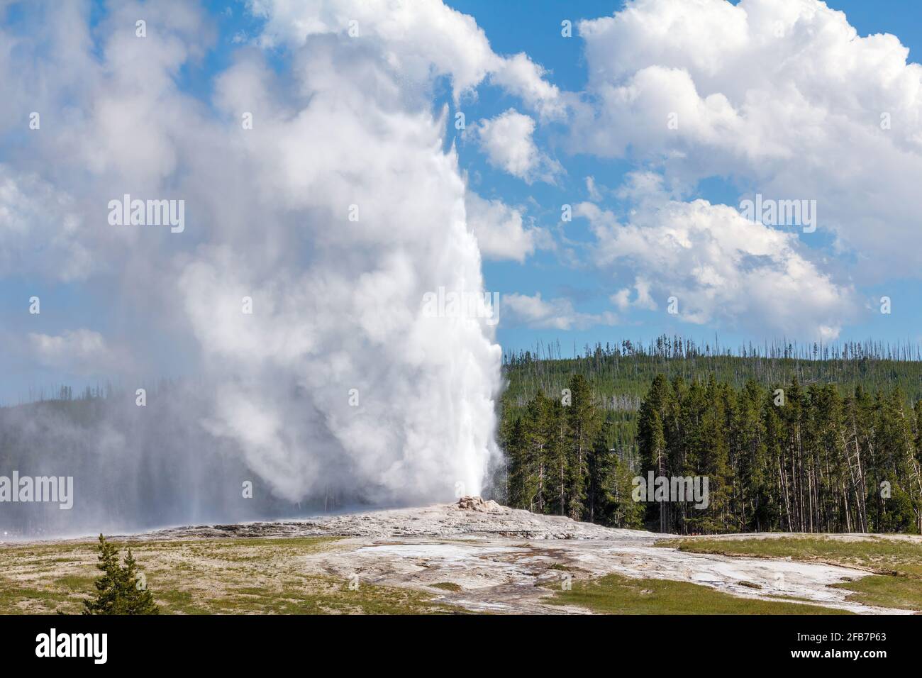 Yellowstone National Park, Montana, USA - July 15 2018: Old Faithful ...