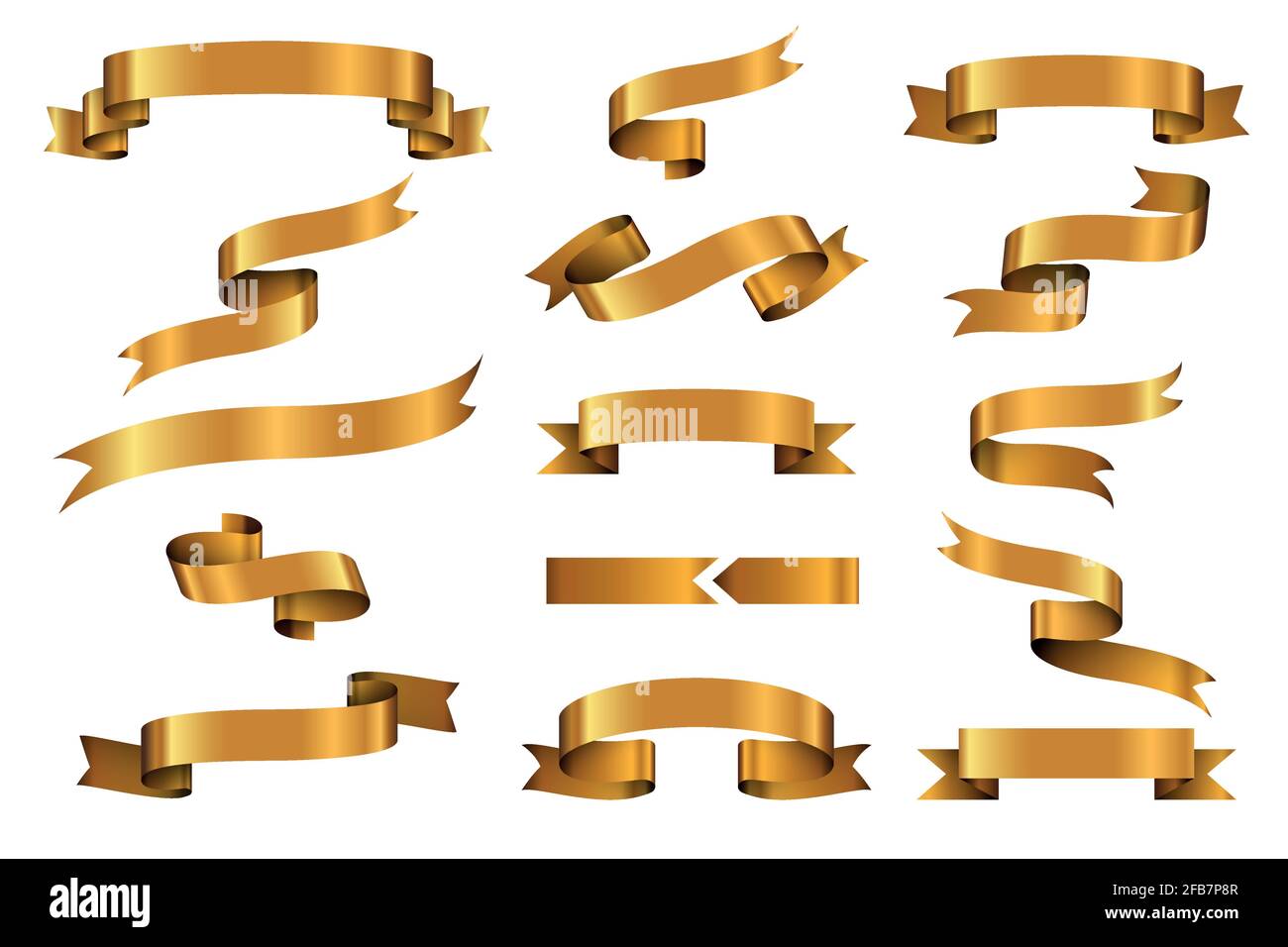 Gold glossy ribbon vector banners set. Ribbon label gold glossy, ribbon ...
