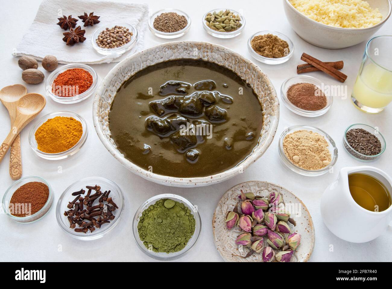 Molokheya, a traditional oriental dish with spices Stock Photo - Alamy