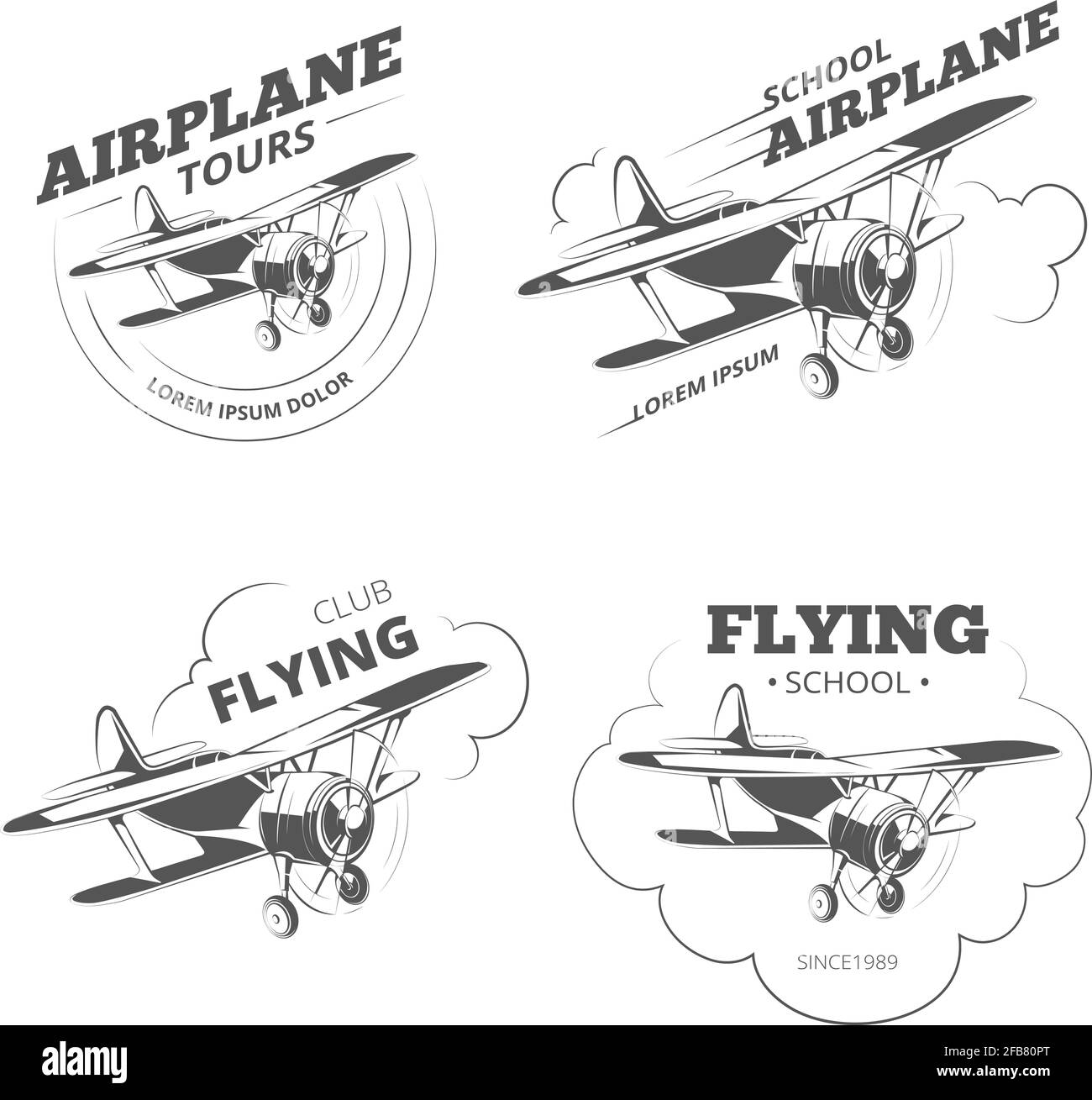 Vintage airplane or aircraft logos. Aviation retro emblems vector ...