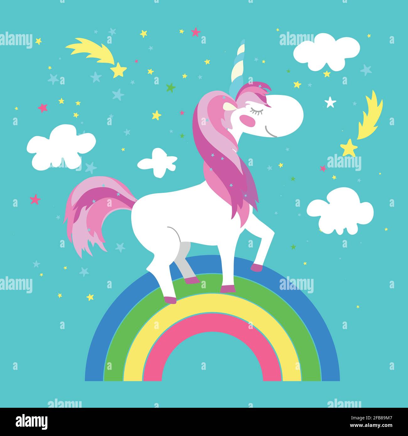 fairy unicorn with rainbow. vector illustration Stock Vector Image ...