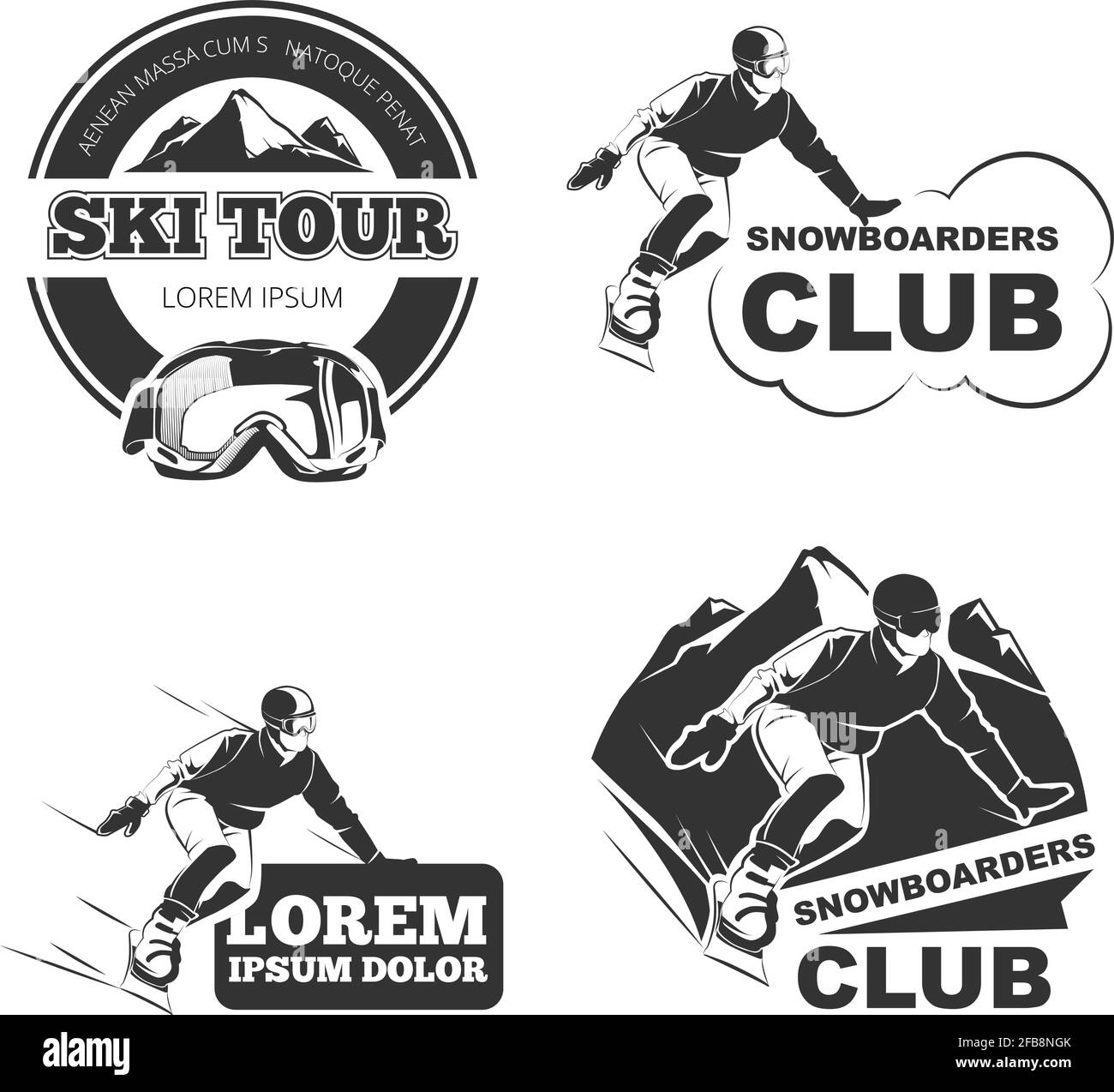 retro ski vector emblems, badges and logos set Stock Vector Image & Art ...