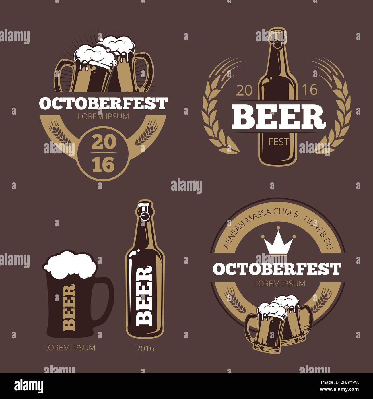 vintage beer brewery vector emblems, labels, badges, logos set Stock ...