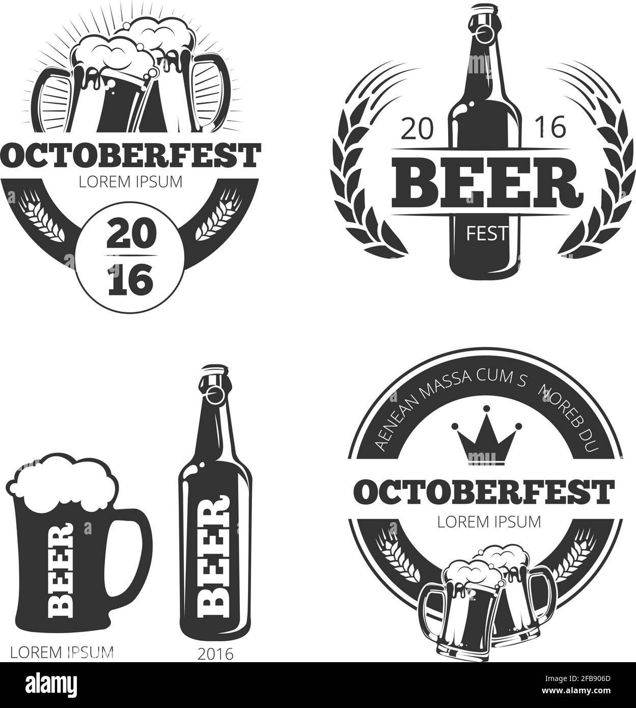 vintage beer brewery vector emblems, labels, badges, logos set Stock ...