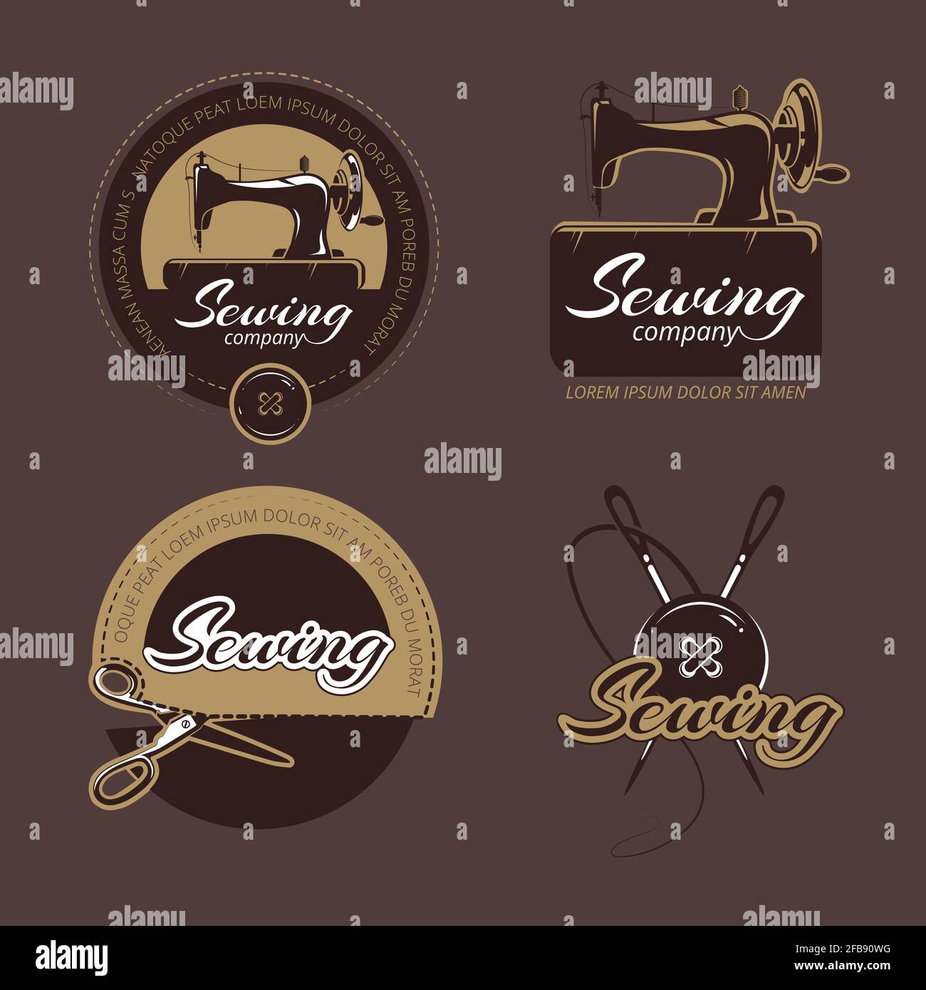 retro sewing and tailoring vector logo, labels and badges set Stock ...
