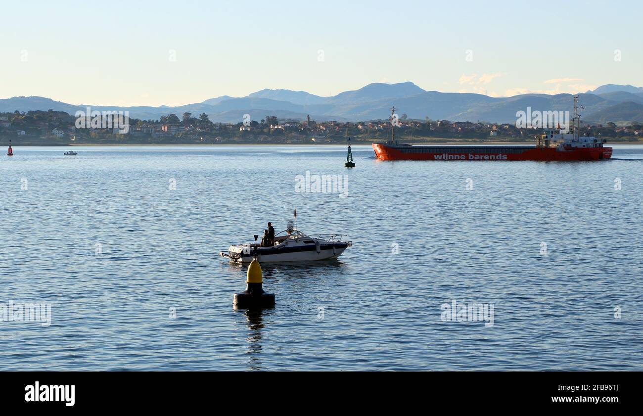 The Lady Alexandra Dutch cargo ship leaving the port of Santander ...