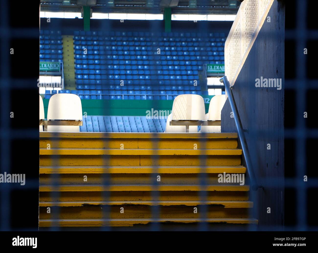 Real Racing Football Club closed stadium seen through a metal fence at ...