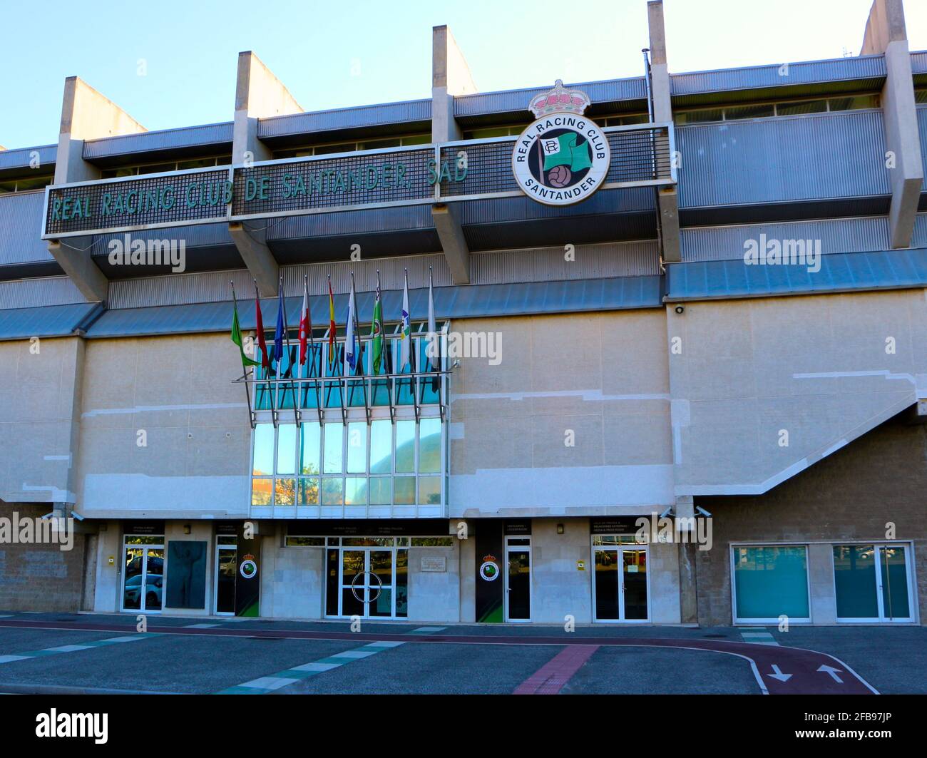 Main facade of the Racing Santander Football Club stadium Sardinero ...
