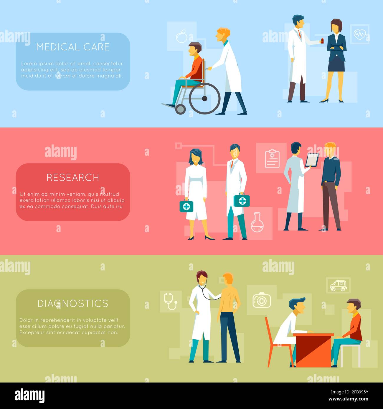 Doctor banners and medical staff banners vector set. Health Care ...