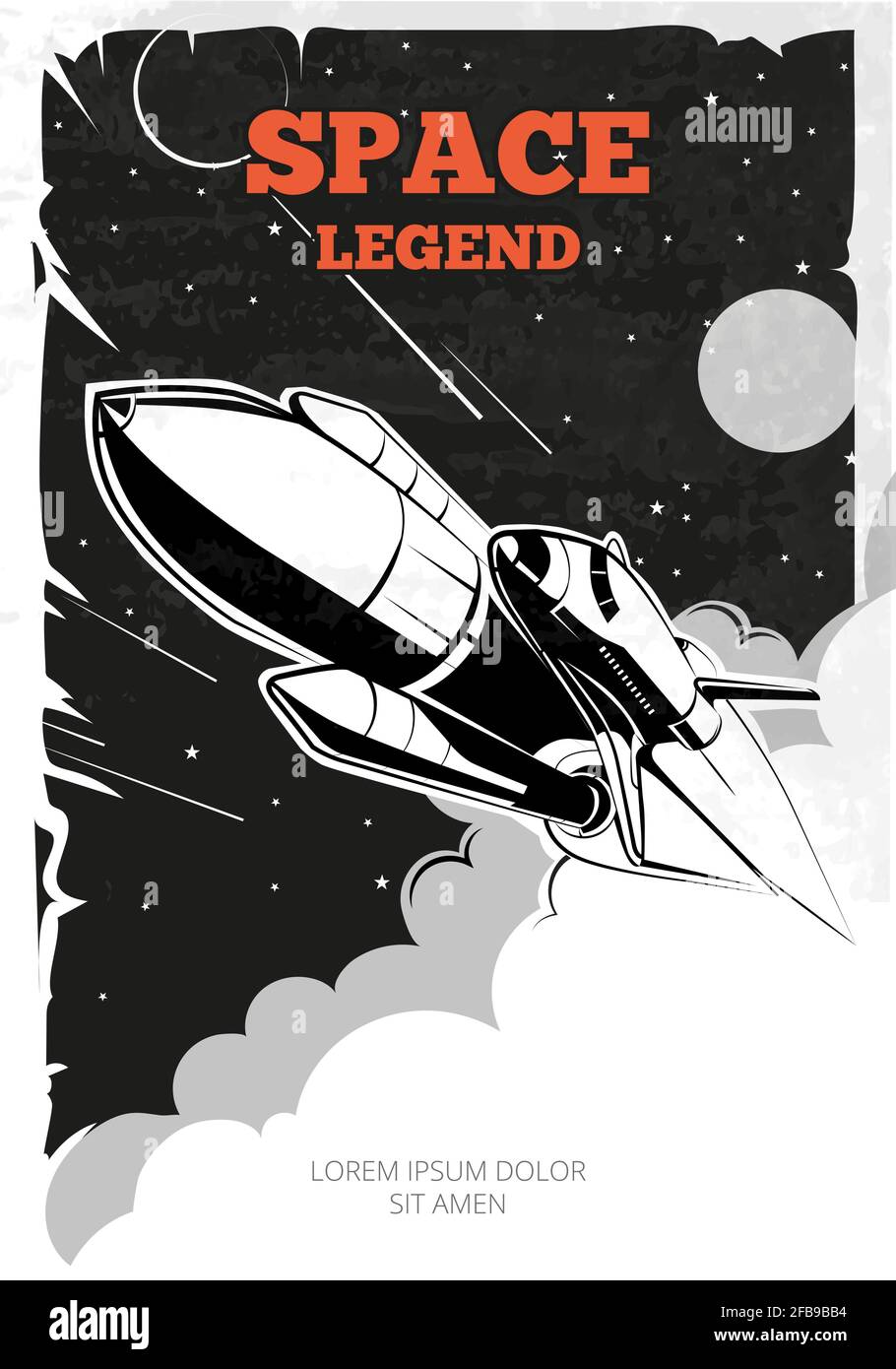 vintage space vector poster with shuttle Stock Vector Image & Art - Alamy