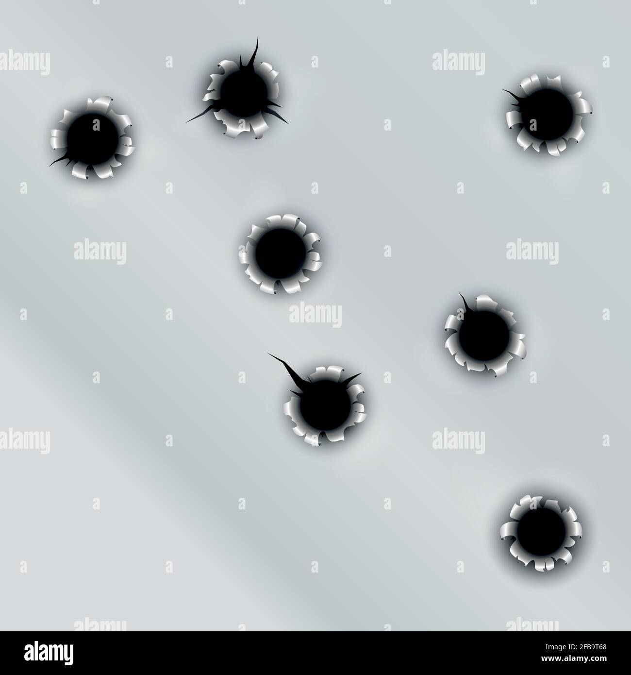 Bullet hole vector set. Holes from bullets of pistol gun in metal ...