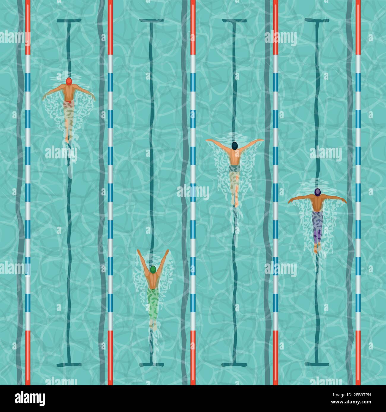 Swimmers in swimming pool vector illustration Stock Vector Image & Art ...