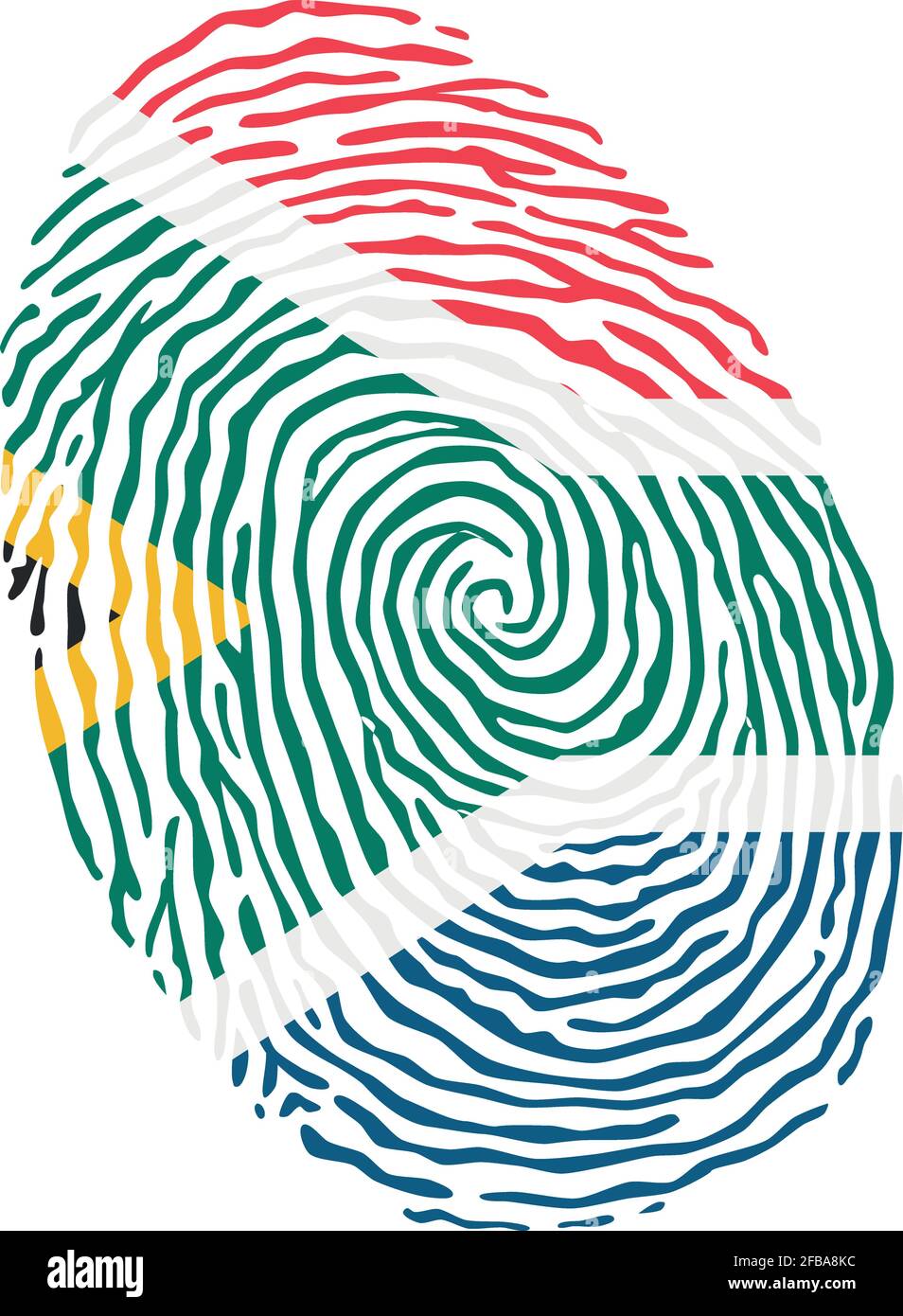 Fingerprint vector colored with the national flag of South Africa Stock ...