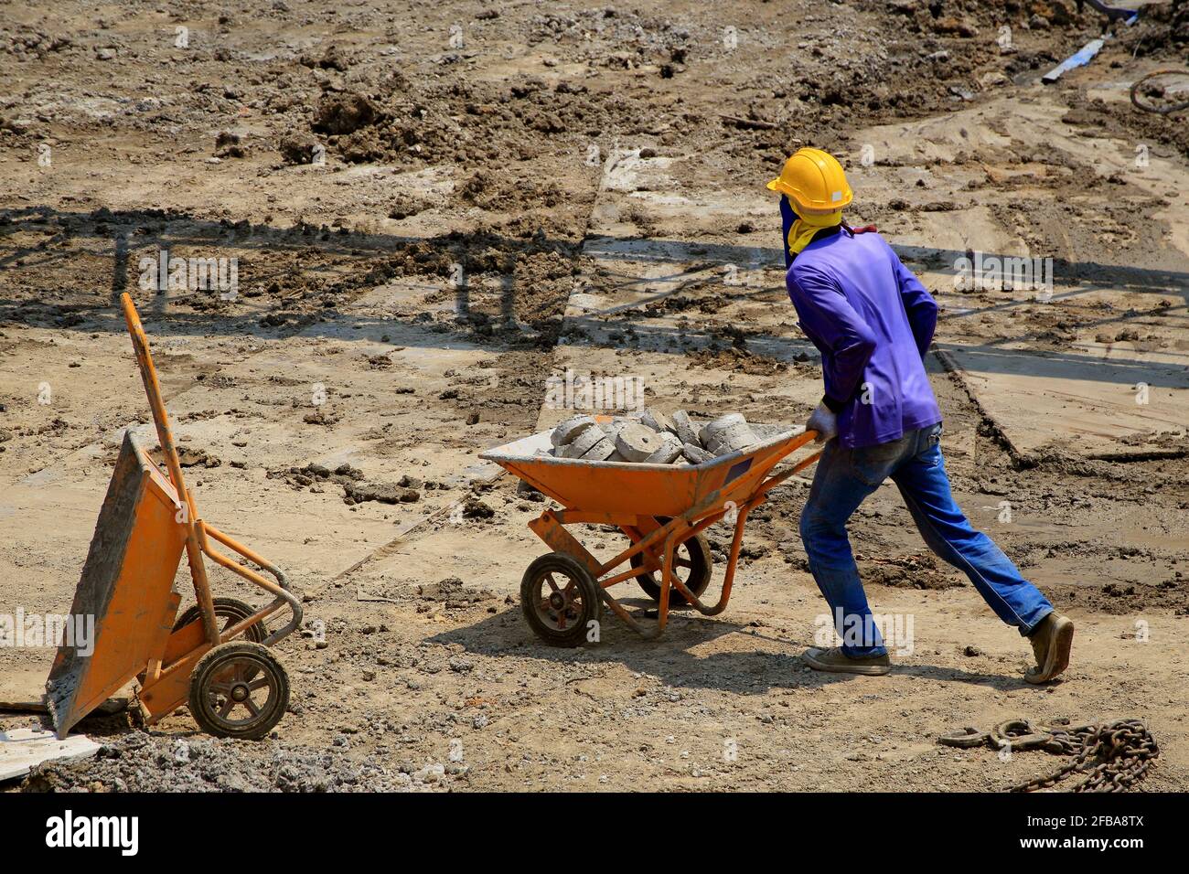 Construction worker And working in the construction area of tall ...