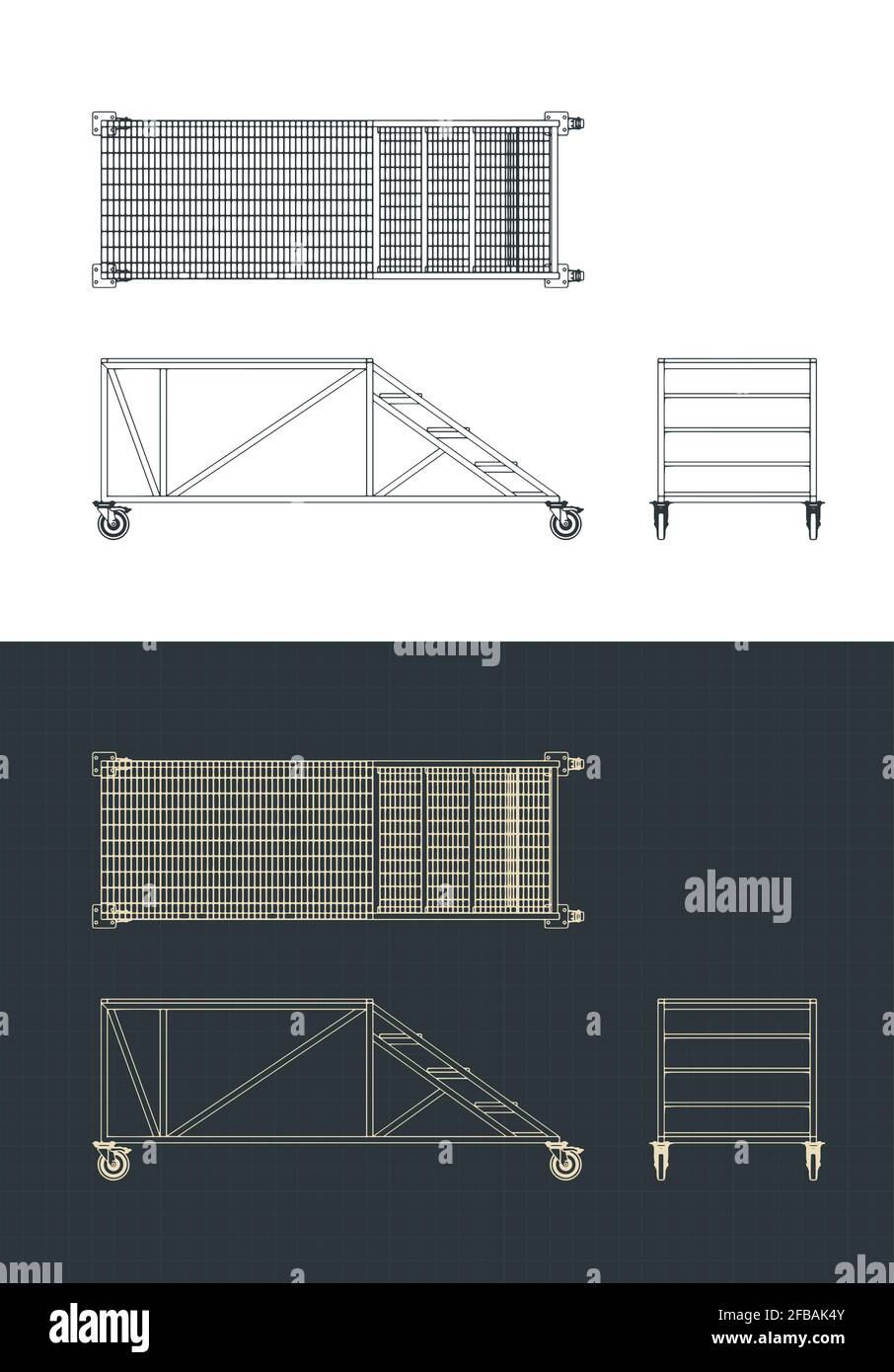 Stylized vector illustration of a platform for service drawings Stock ...