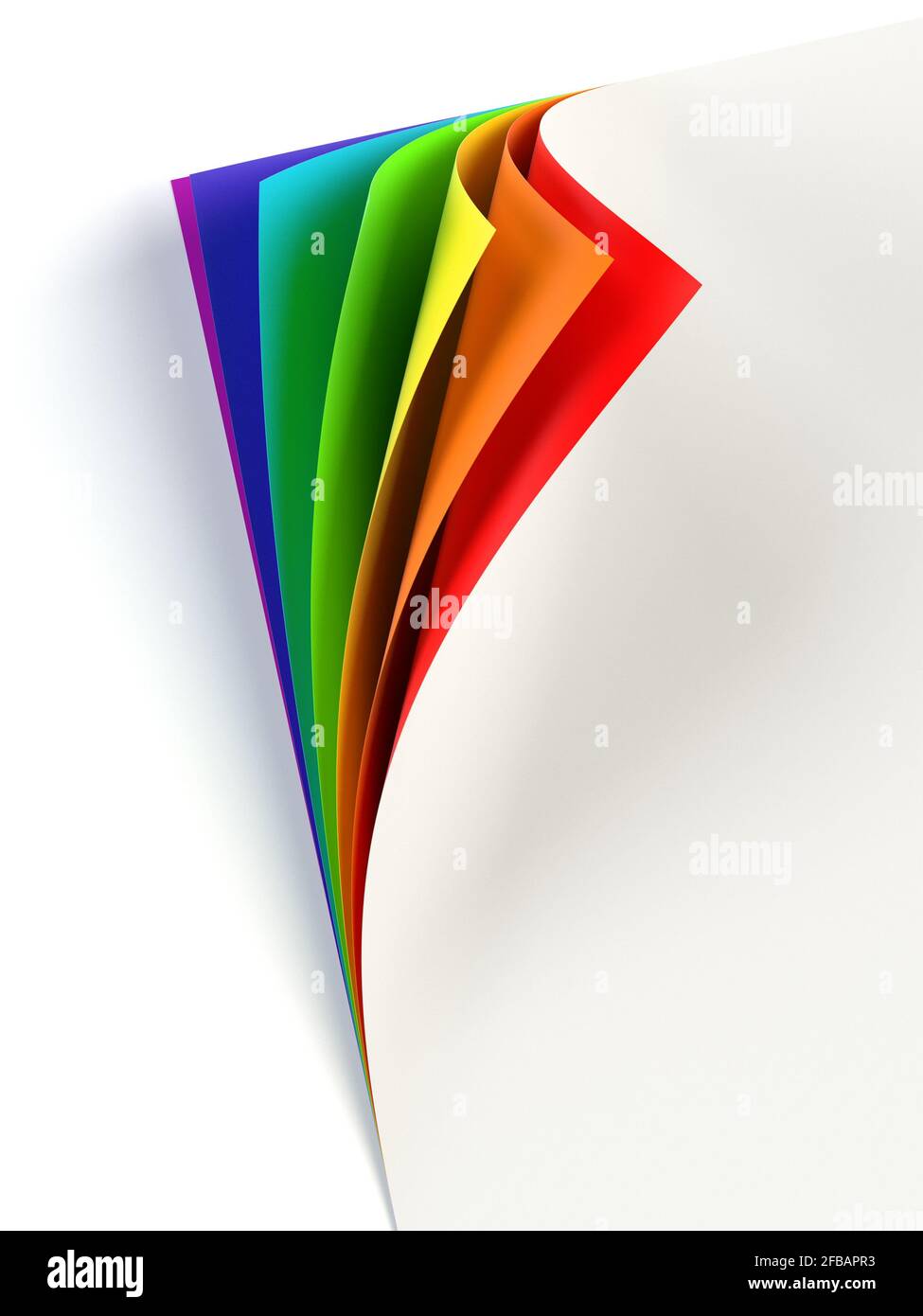 Blank document with rainbow colored curled corner Stock Photo - Alamy