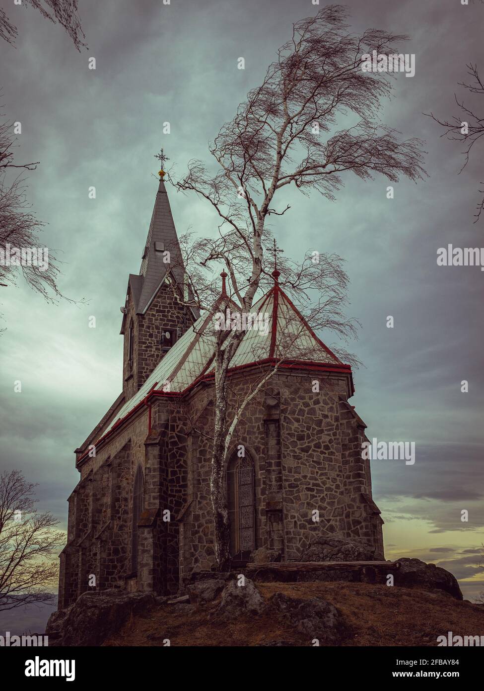Church at the mountain top Stock Photo - Alamy
