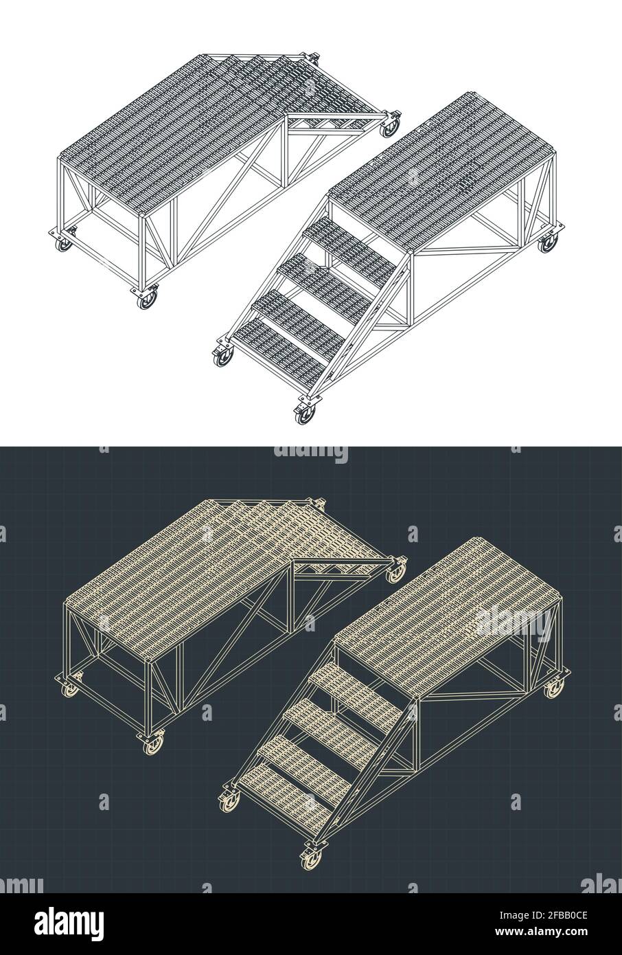 Stylized vector illustration of a platform for service drawings Stock ...