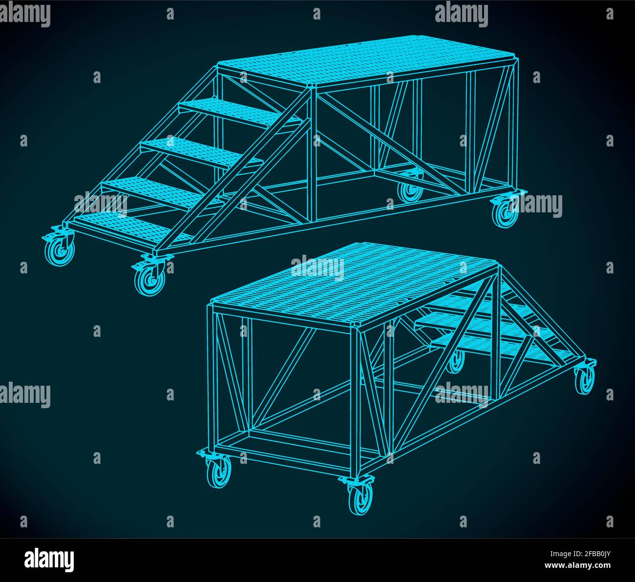 Stylized vector illustration of a platform for service drawings Stock ...