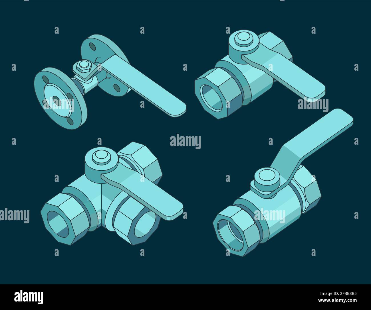 Stylized vector illustration of ball valves mini set Stock Vector Image ...