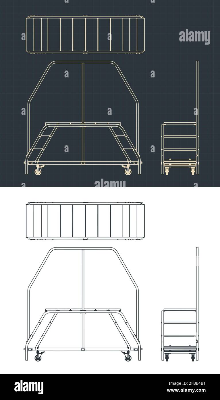 Stylized vector illustration of a dual entry service ladder platform ...