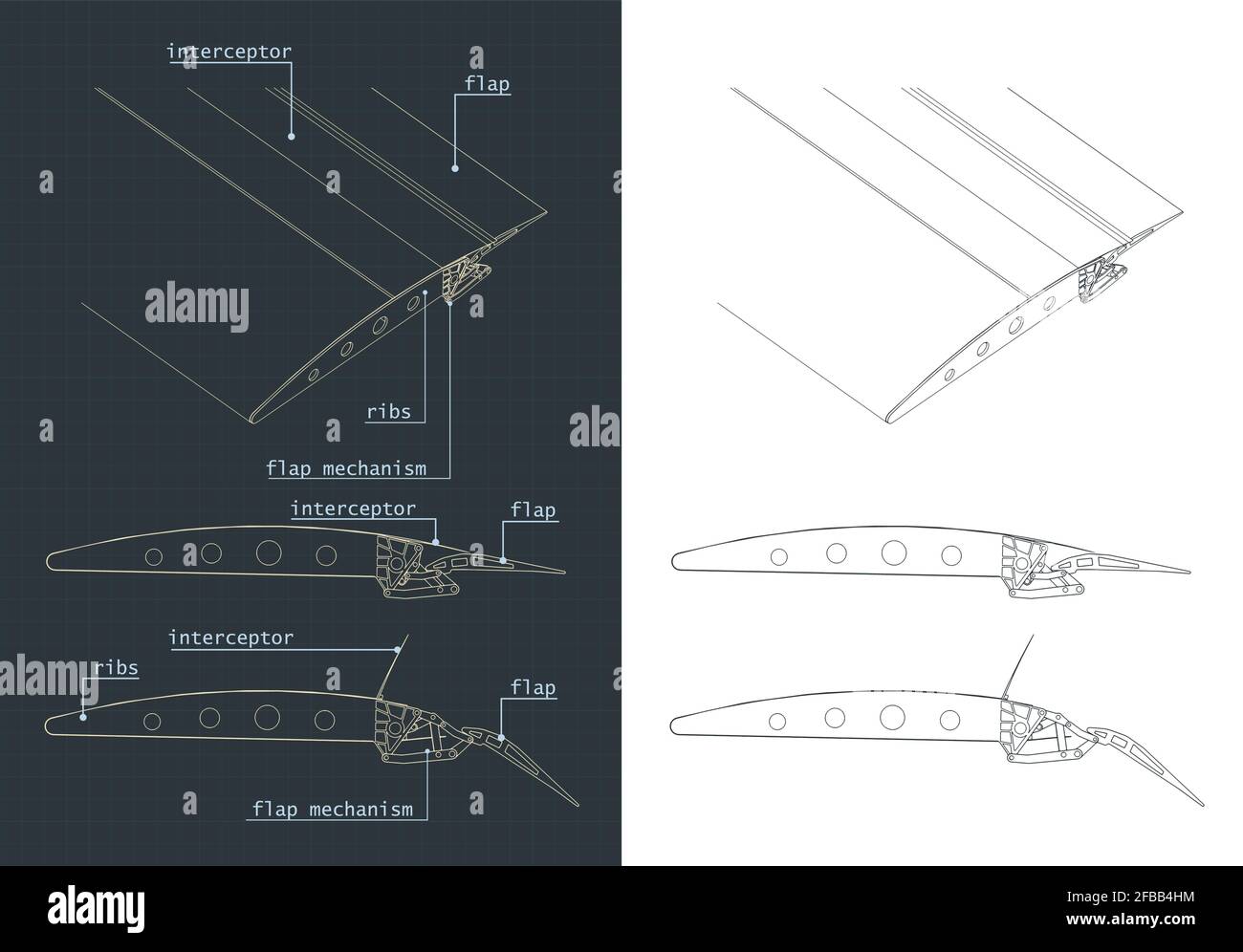 Aircraft wing with aileron flaps Stock Vector Images - Alamy