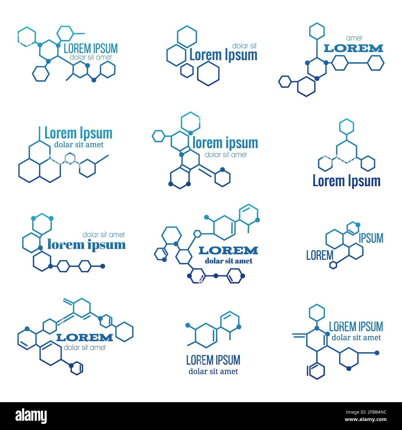 Molecule structure logo or biology model sign vector. Set of logo with ...