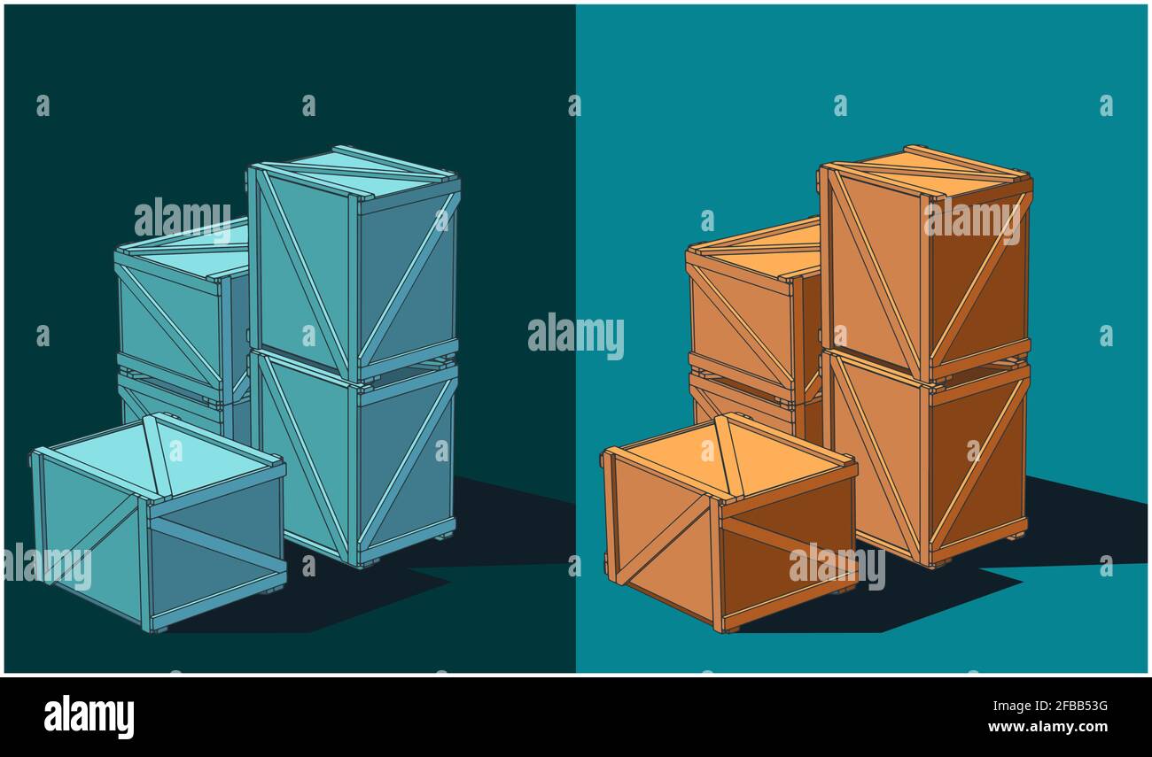 Two stylized vector illustrations of shipping crates Stock Vector Image ...