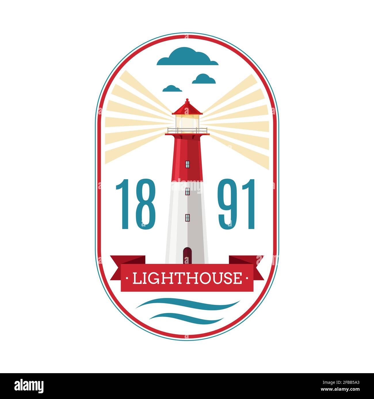 Marine lighthouse vector. Logo with lighthouse, label or badge with ...