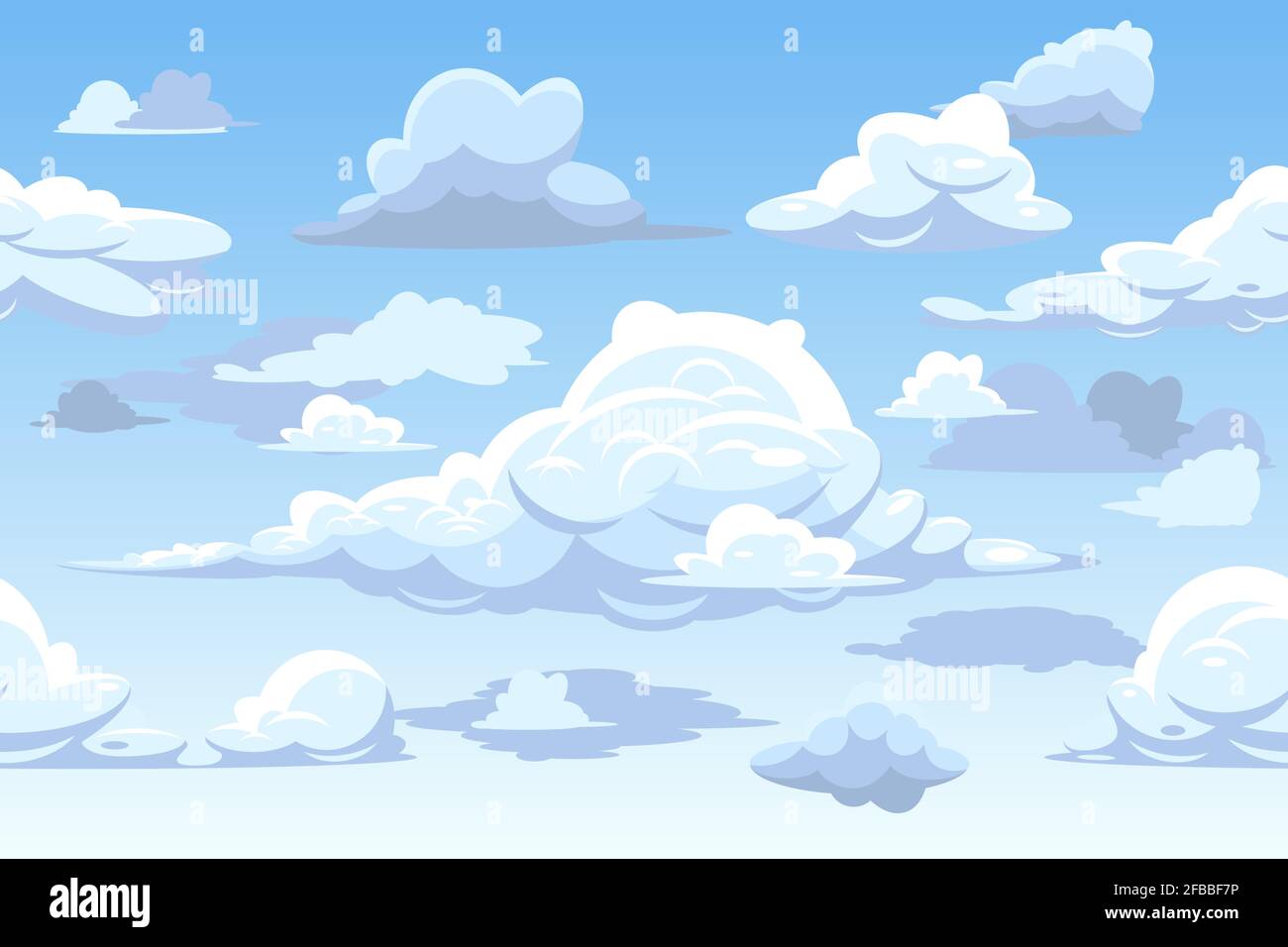 Vector cartoon blue cloudy sky. Horizontal seamless pattern with clouds ...