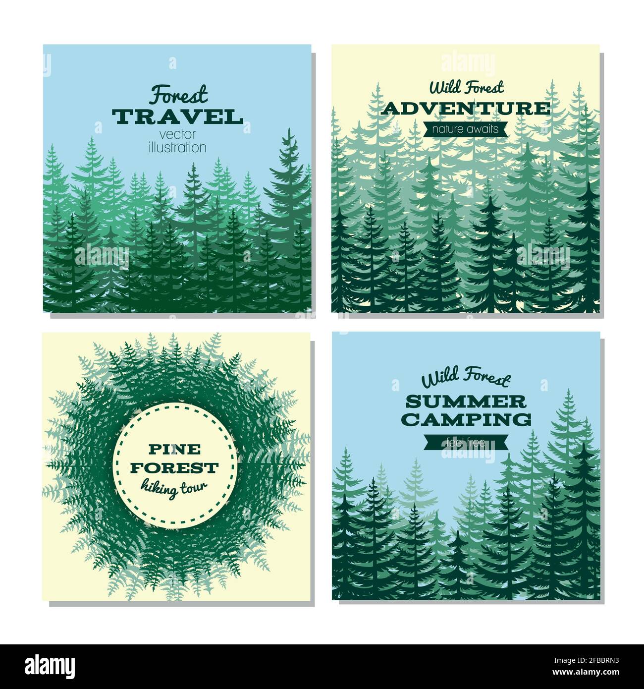 Lumber style poster cards. Nature wild pine forest posters. Banner with ...