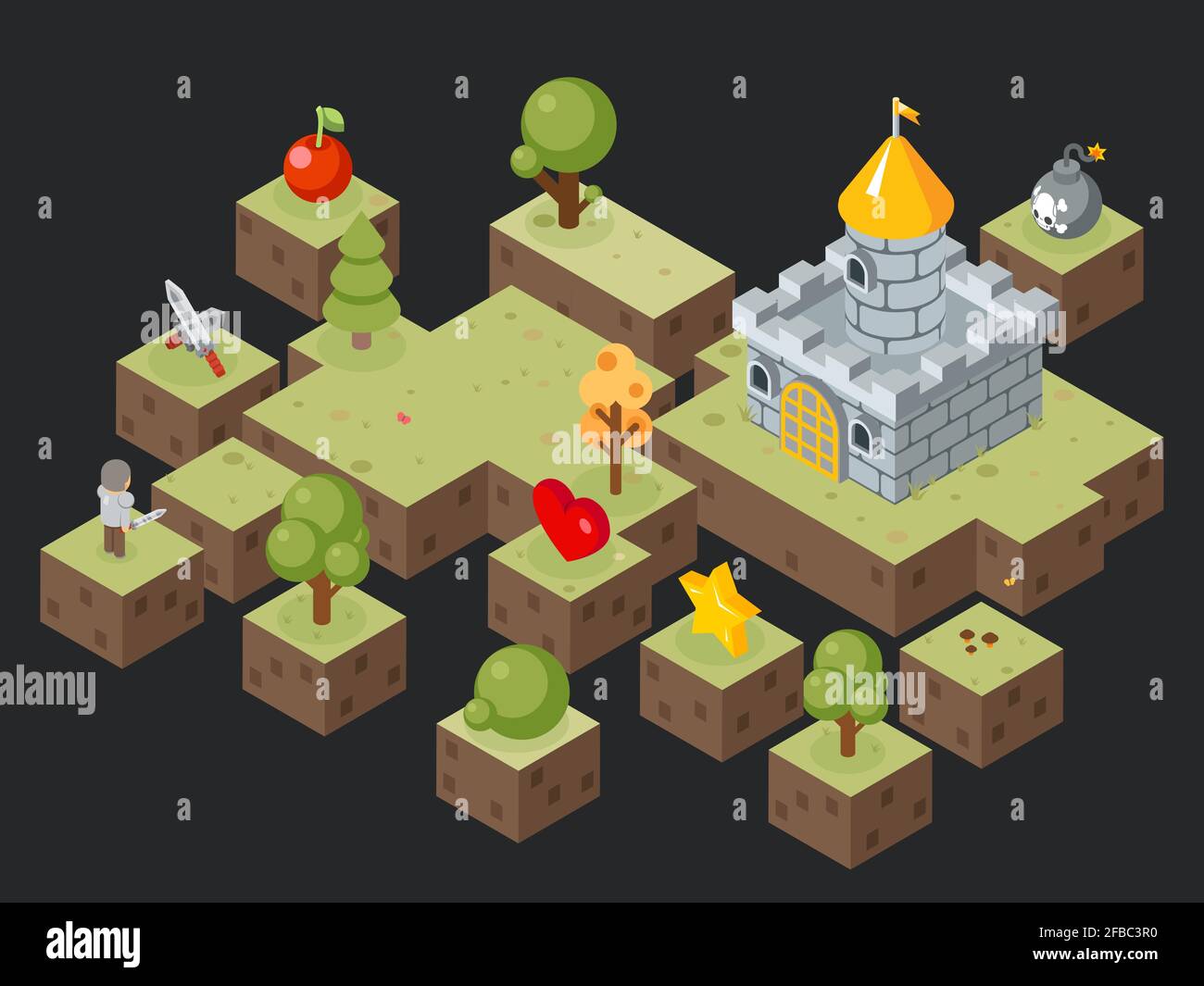 Isometric 3D game play scene vector. Scene for game and illustration ...
