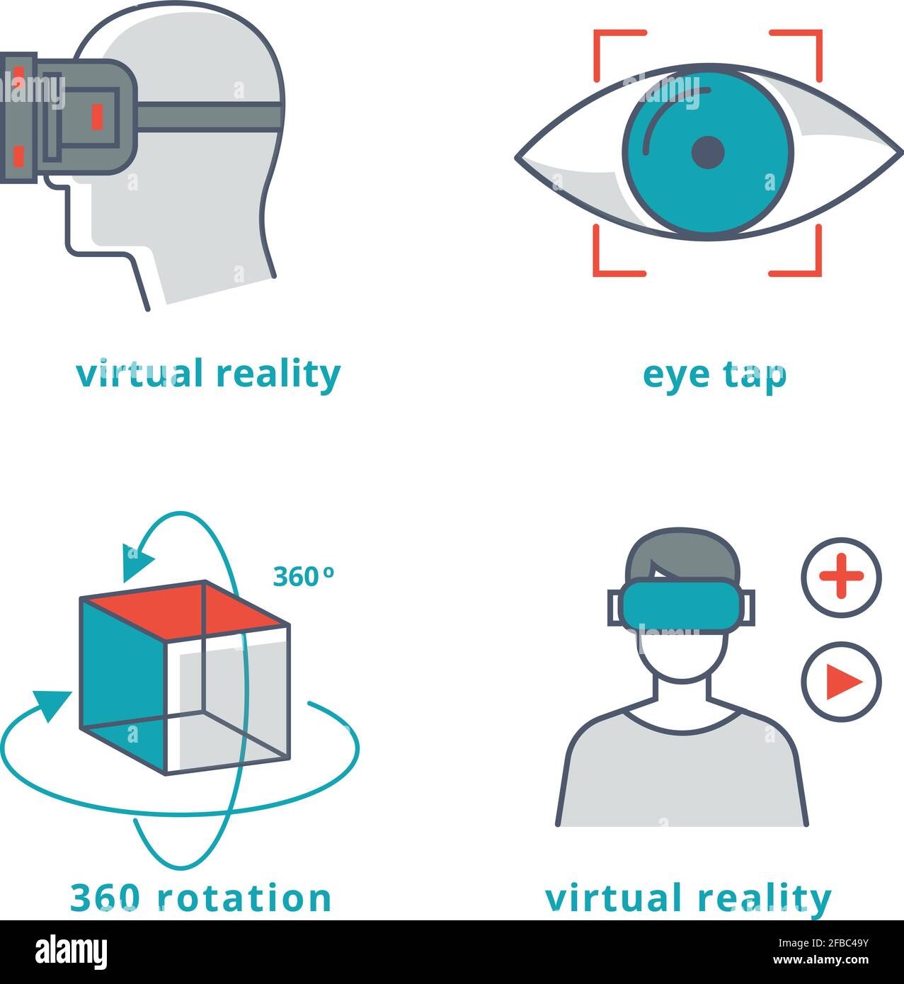 Virtual reality signs set for 3D games and 360 panorama video ...