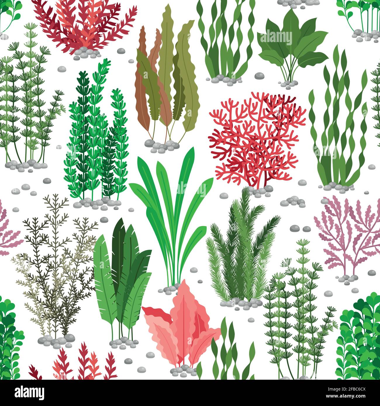 Seaweed seamless pattern. Sea weed fur vector background for marine ...
