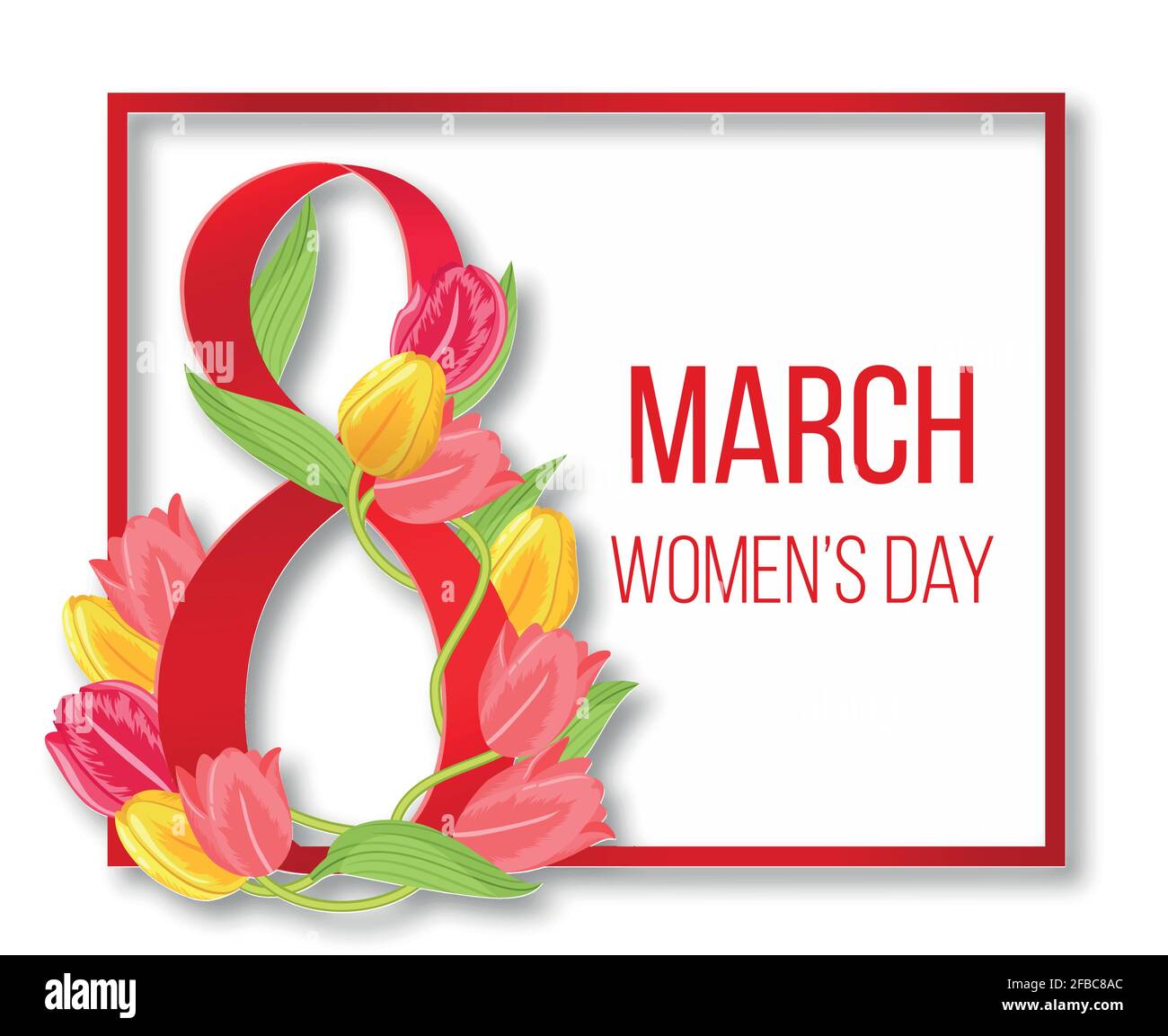 International happy womans day frame. Women 8 march red card. Banner ...